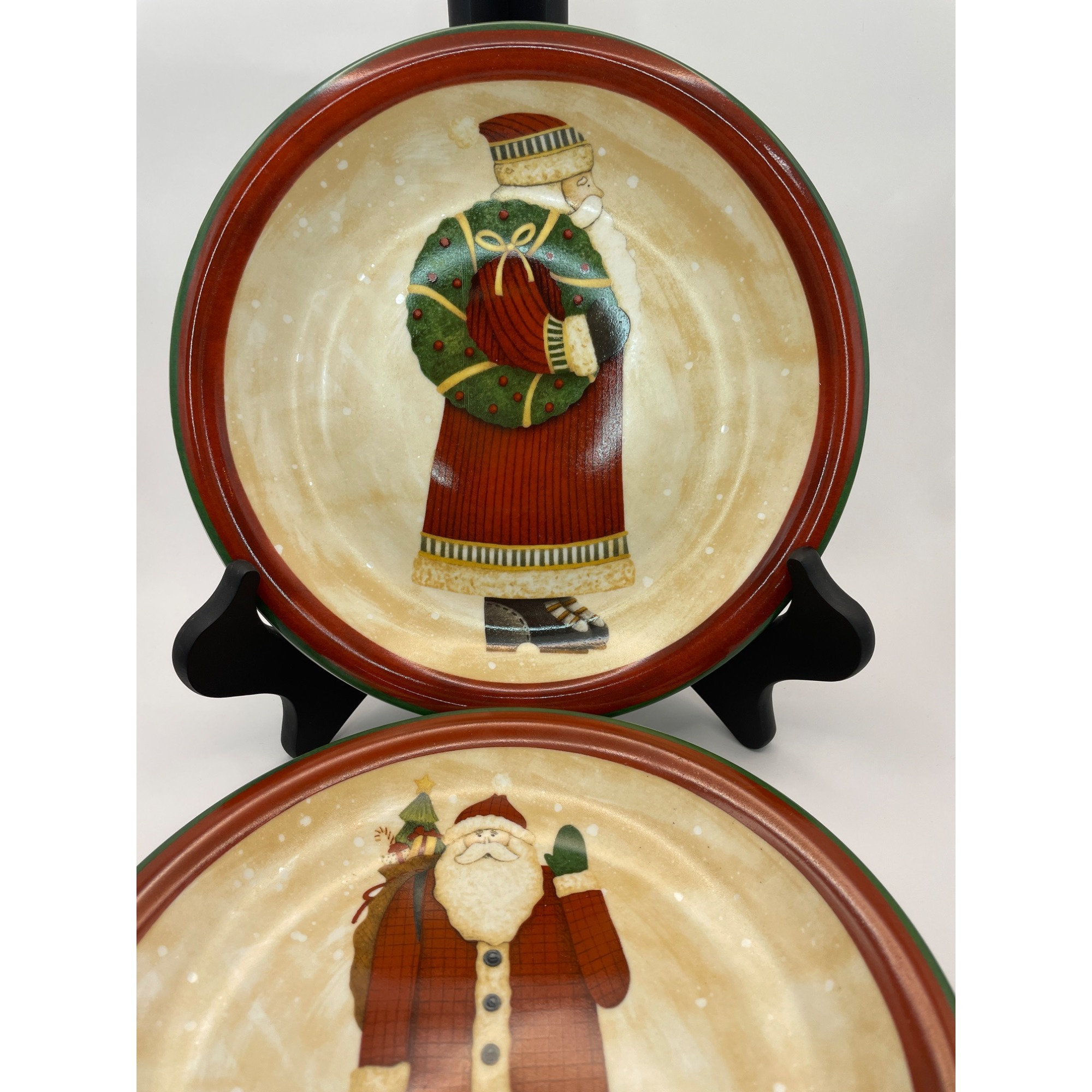 Debbie Mumm Zak Designs Folk Art Santa Decorative Plates Set - Etsy