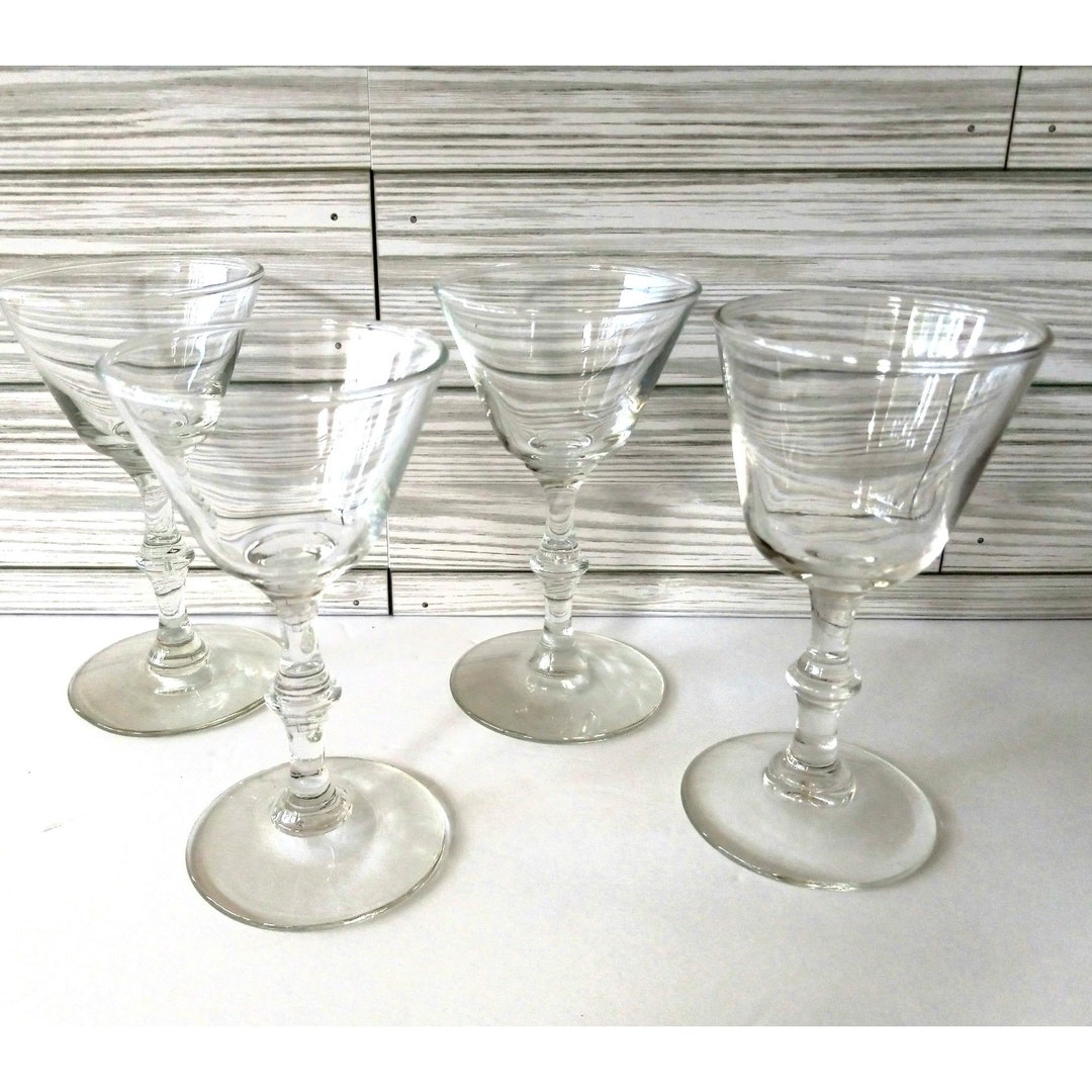 Vintage Cocktail Stemware Martini Glasses, Set of 4 Classic Minimalist ...