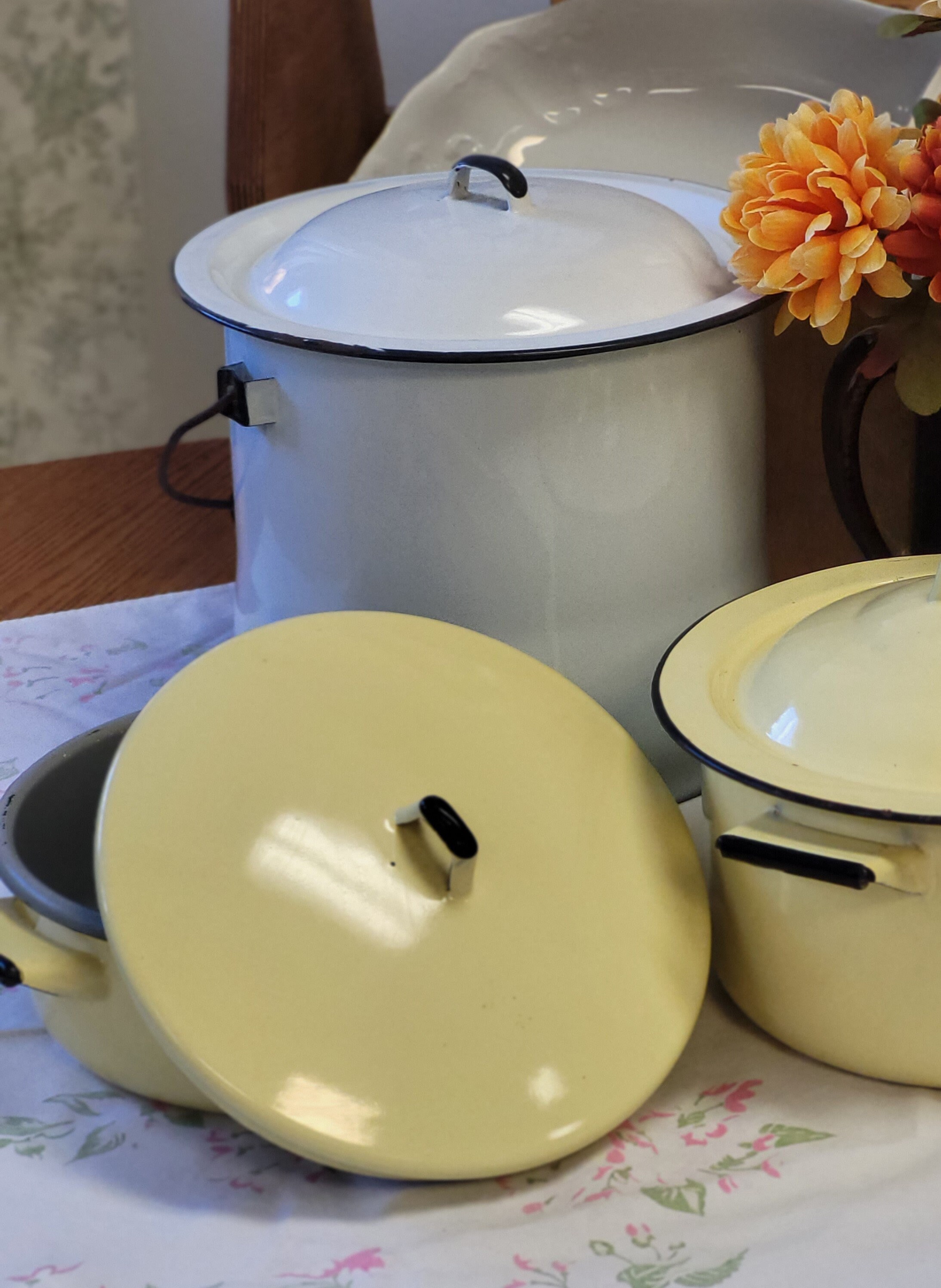 Vintage Enamel Yellow Pot Yellow Enamelware Cookware Lined - Etsy