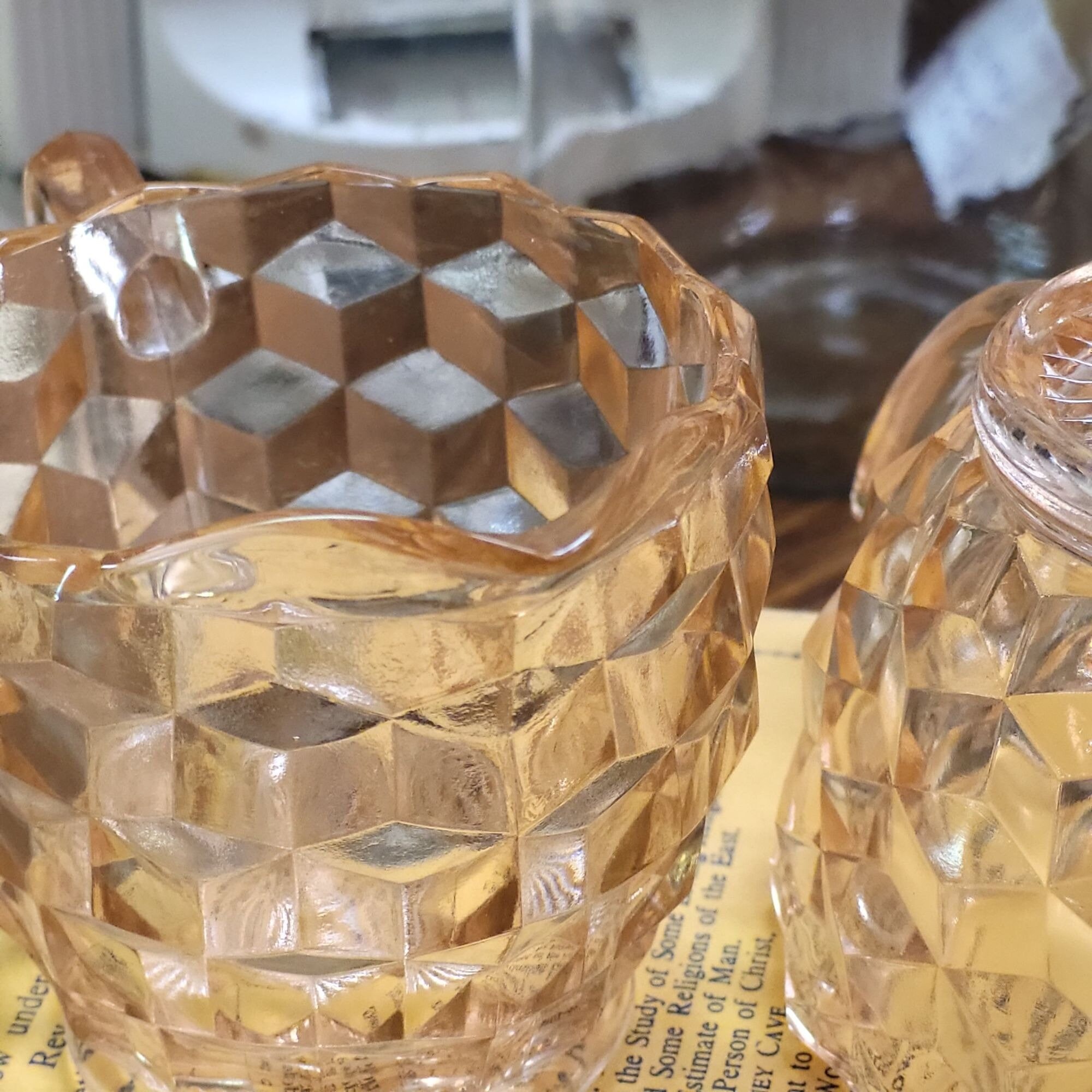 Pink Depression Glass Jeannette/diamond Cubist Pattern Sugar - Etsy