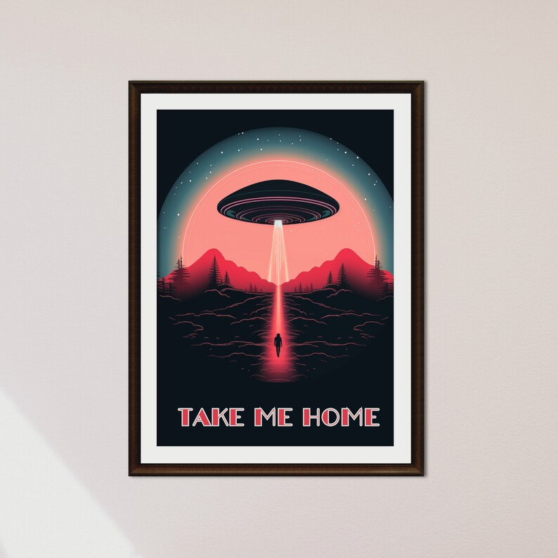 Alien Poster, Retro Art Print, Vintage UFO Wall Art, Space Decor, Best ...