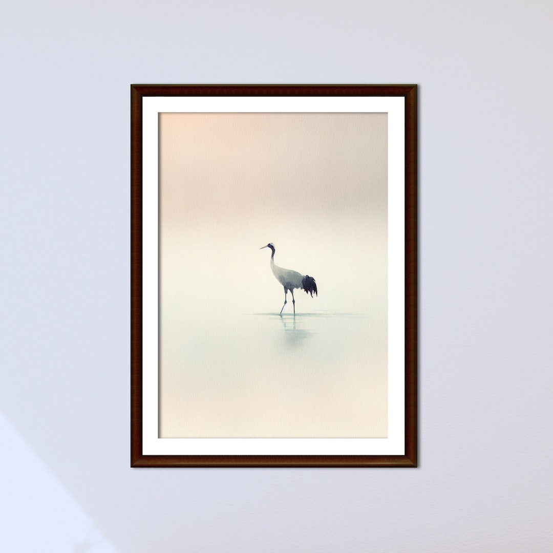 Crane Japandi Wall Art Wabi Sabi Zen Art Bird Poster Free Shipping - Etsy