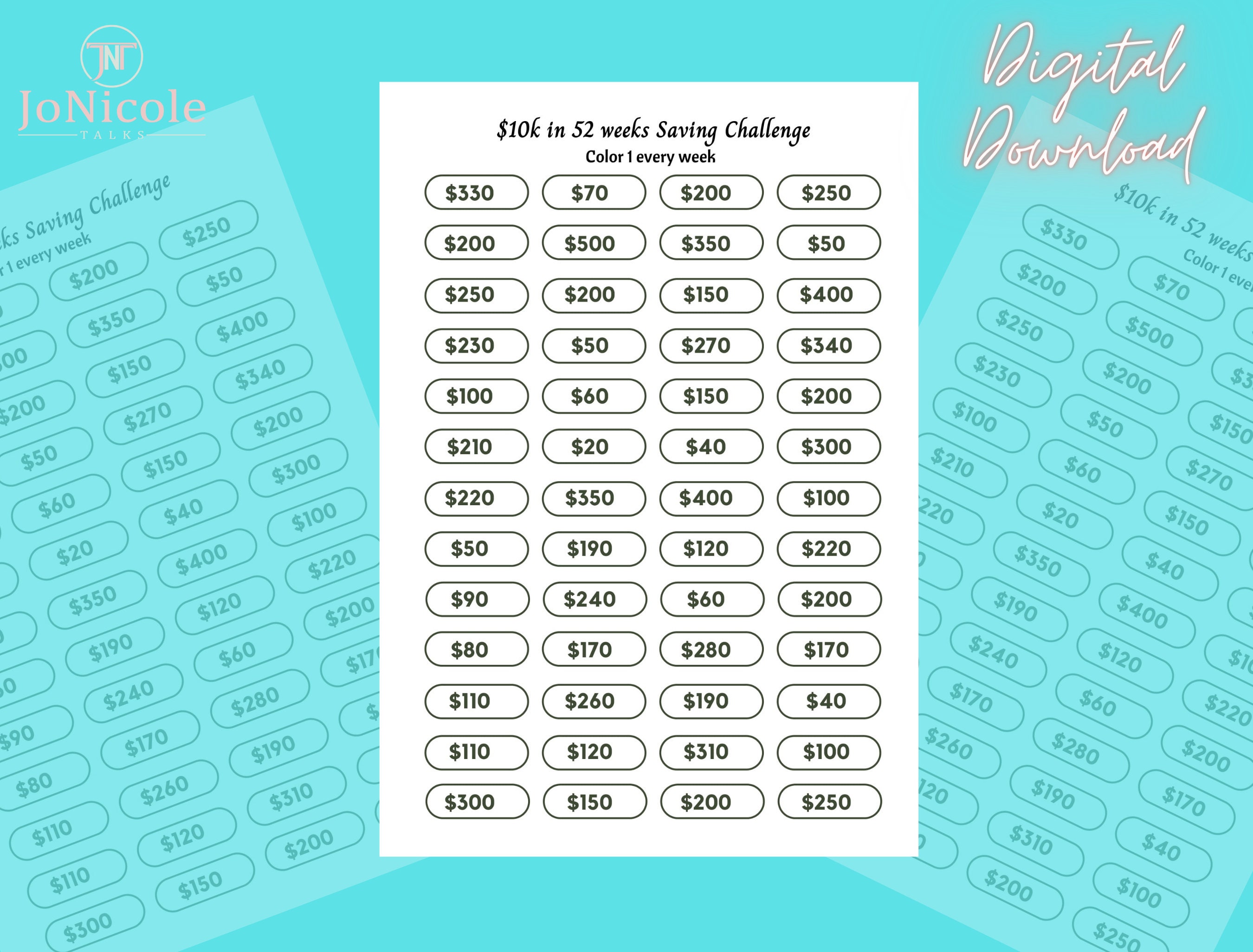 Savings Challenge Save 10k in 52 Weeks Saving Money in 2022 - Etsy