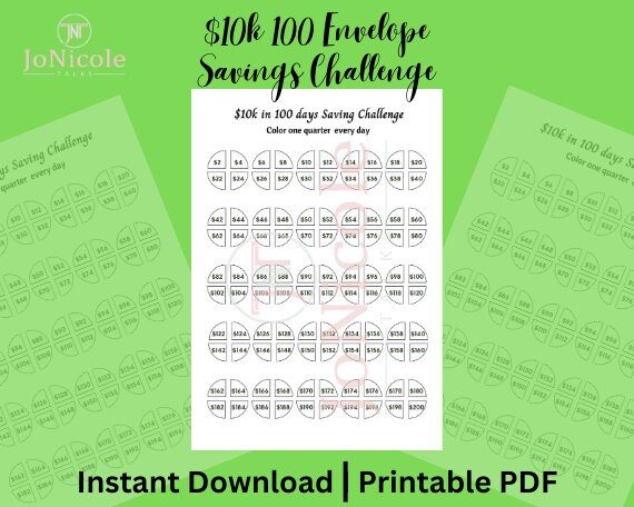 Ultimate 100-day Money Saving Challenge Printable - Save 10,000 Fast ...