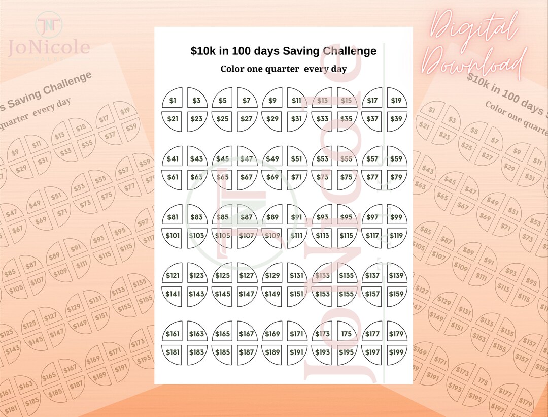 10k Savings Challenge, Save 10k in 100 Days Odd Numbers, Save in 2024 ...