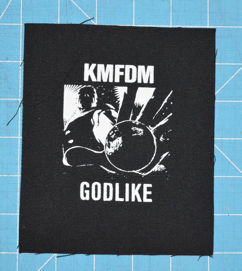 DIY Gothic EBM Industrial KMFDM Godlike Silk Screen Cotton Patch. Skinny Puppy, Velvet Acid ...