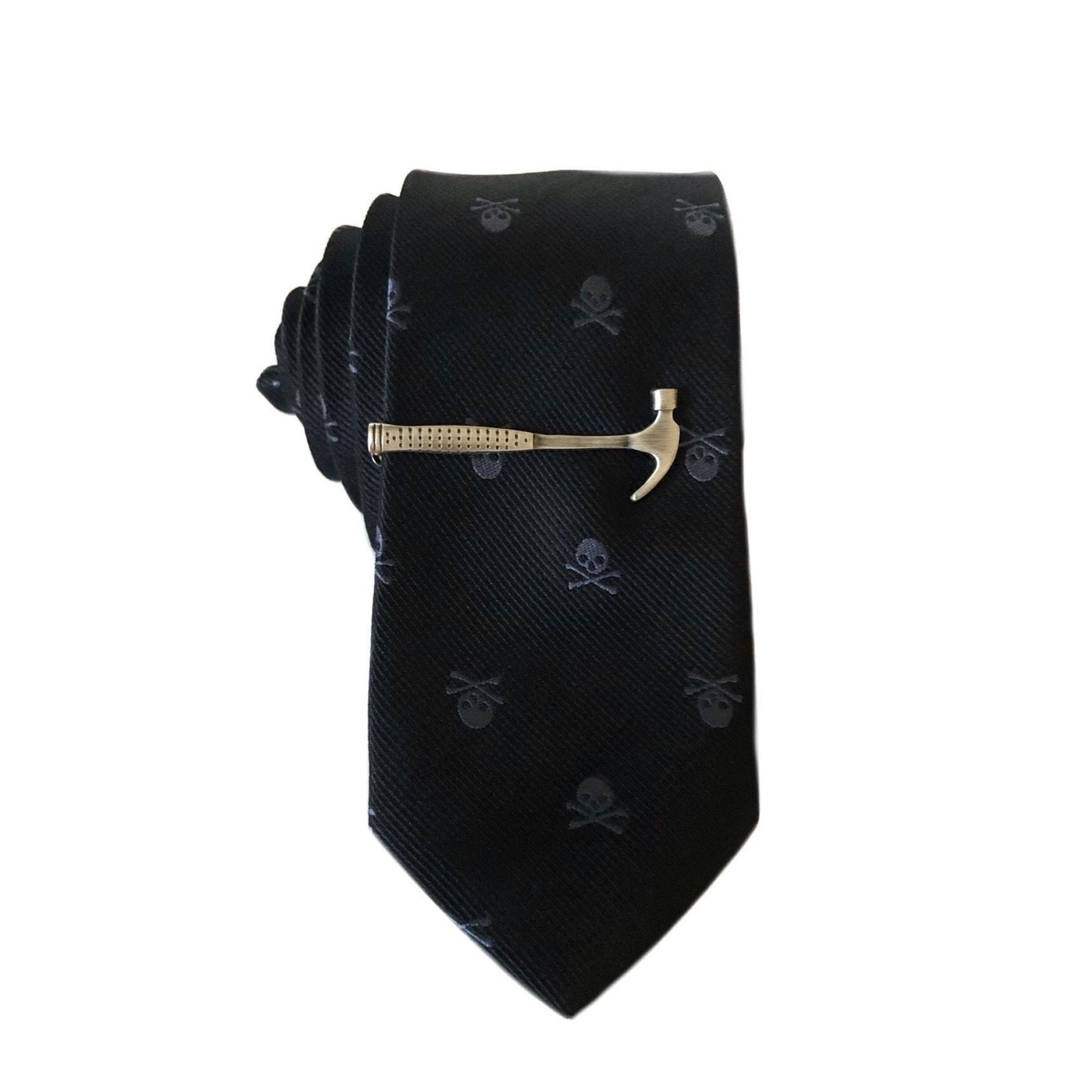 Black With Grey Skull and Crossbones Tie Skull Tie Skull - Etsy