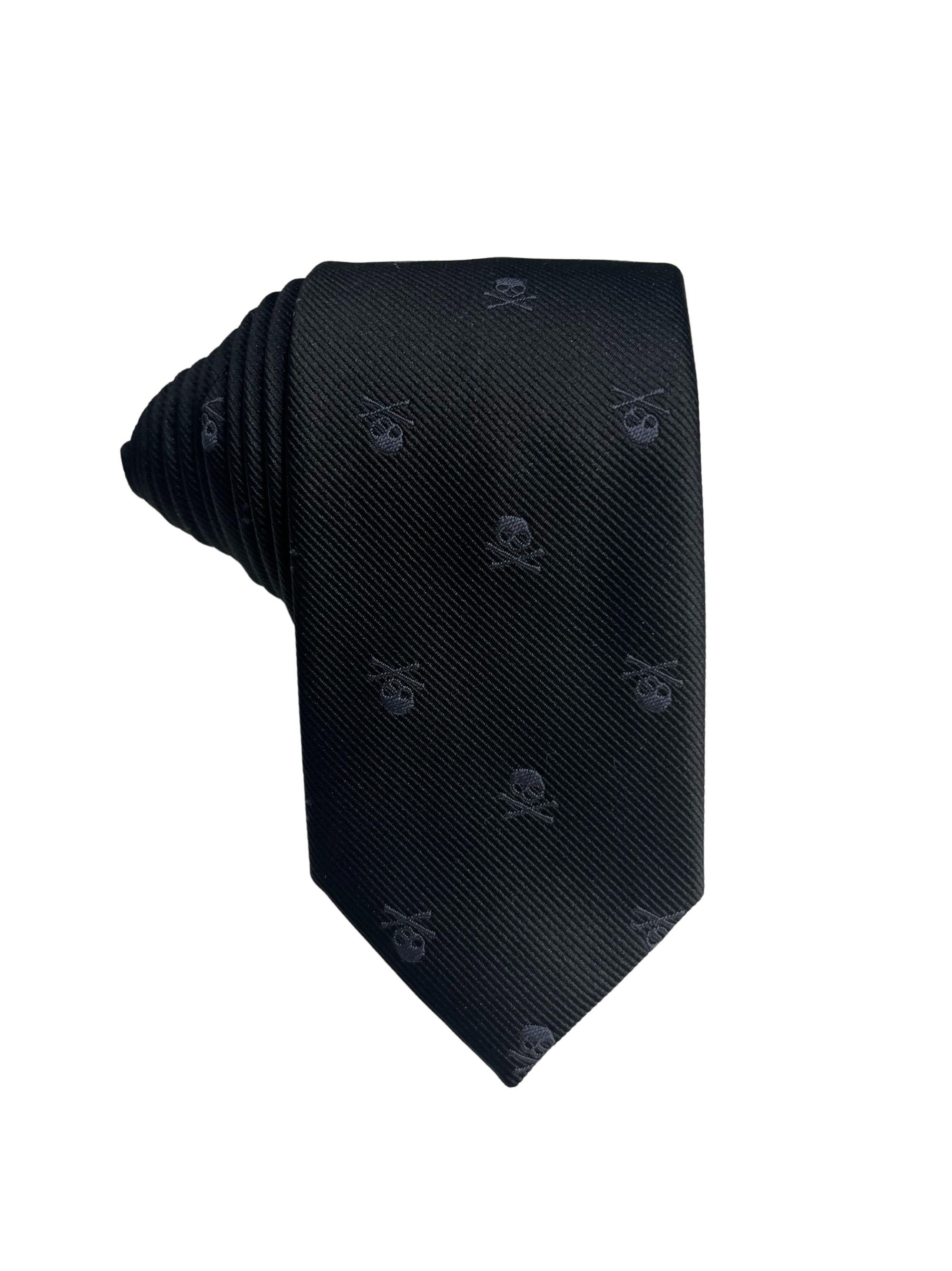 Black With Grey Skull and Crossbones Tie Skull Tie Skull - Etsy
