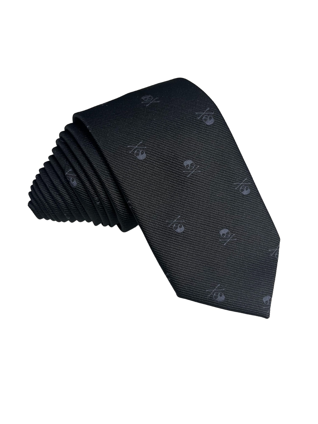 Black With Grey Skull and Crossbones Tie | Skull Tie | Skull Black Tie ...
