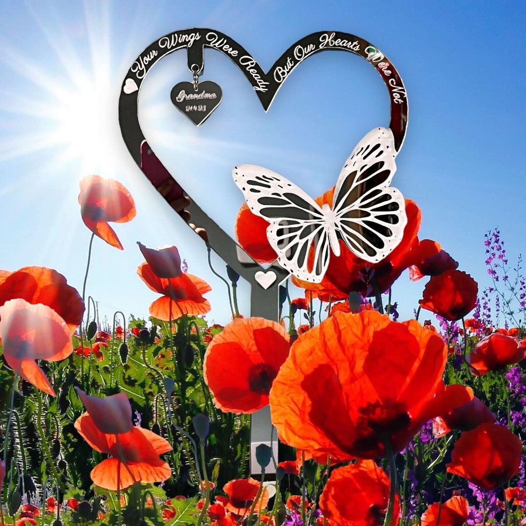 Whispering Wings: Handcrafted Acrylic Memorial Heart With Personalized ...