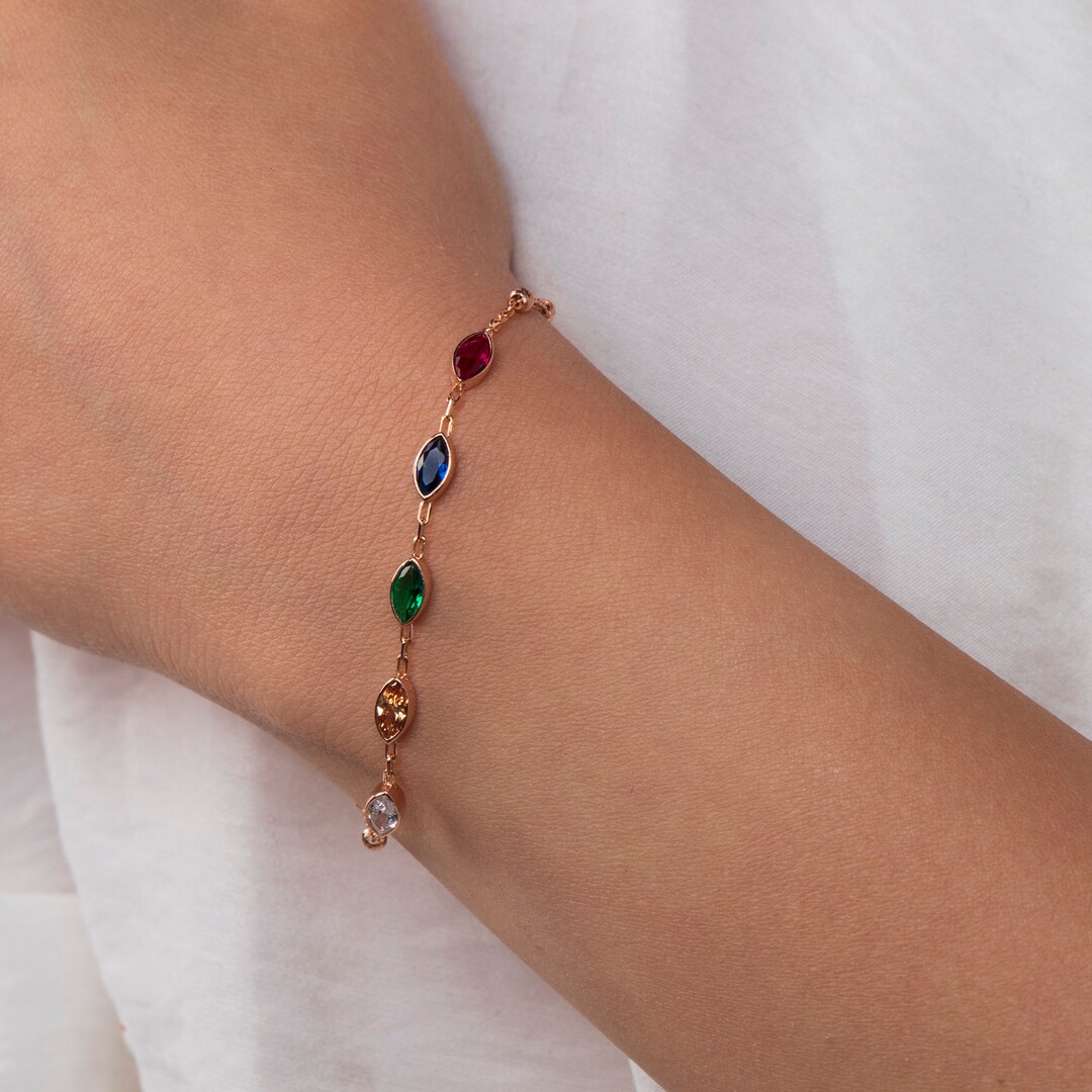 Gold Vermeil Gemstone Bracelet: Dainty Beaded Sterling Silver - Etsy