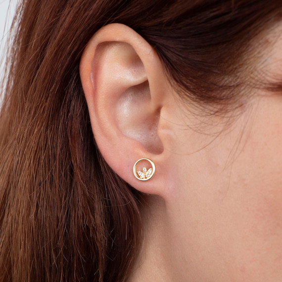Gold lotus stud earrings store