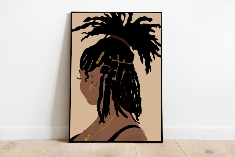 Black Woman With Locs, Black Girl With Locs, Woman With Dreadlocks Art ...