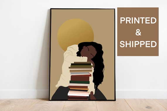 Black Woman Reading Art Printed and Shipped Afro American - Etsy