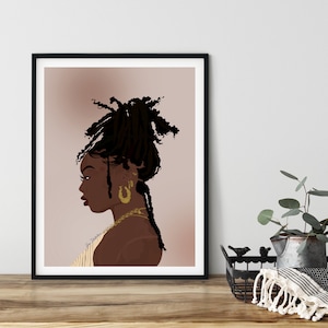 Black Woman Art, Black Girl With Locs, Woman With Dreadlocks, Art Print ...