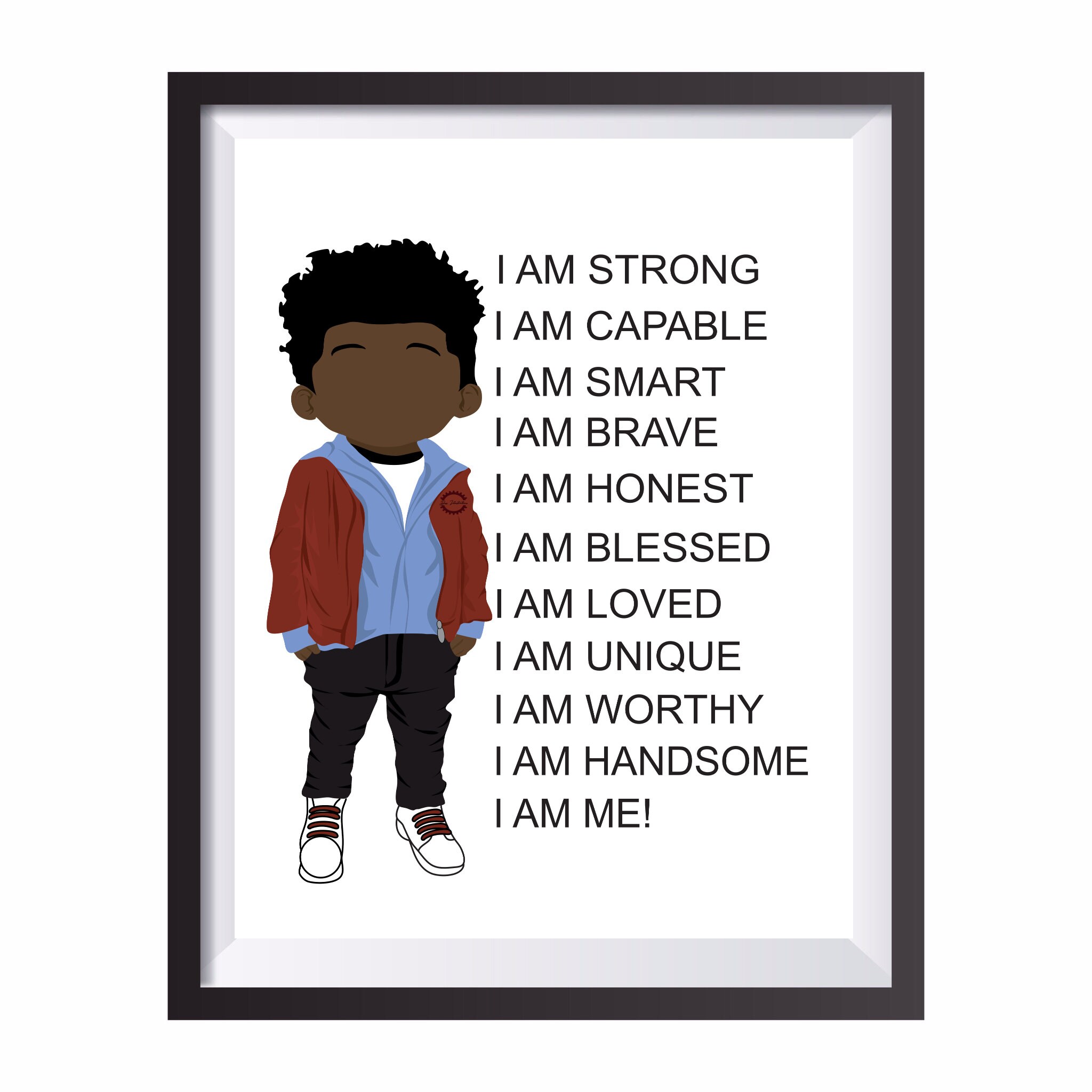 Affirmations Print for Black Boys, Kids Affirmations Print, I Am Print ...