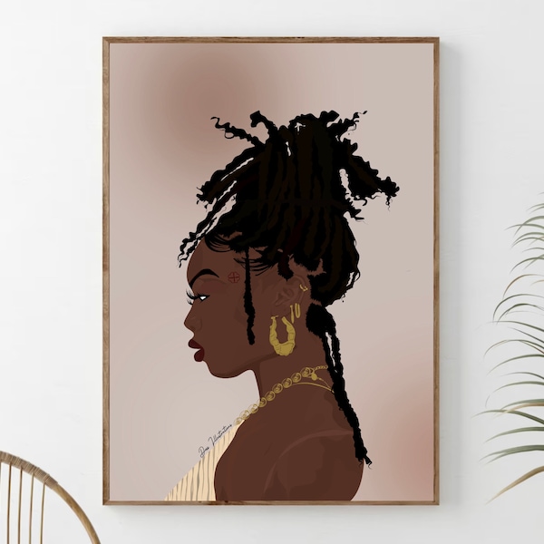 Black Woman With Locs Wall Art - Etsy