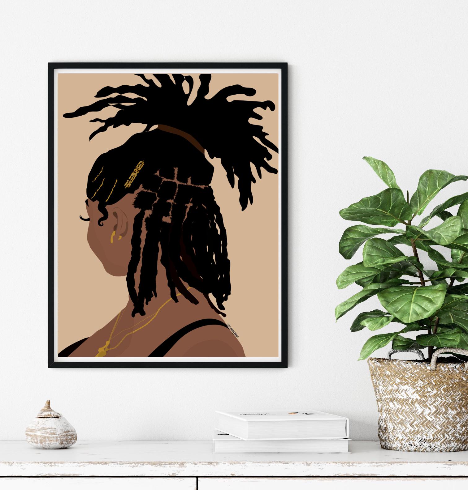 Black Woman With Locs, Black Girl With Locs, Woman With Dreadlocks Art ...