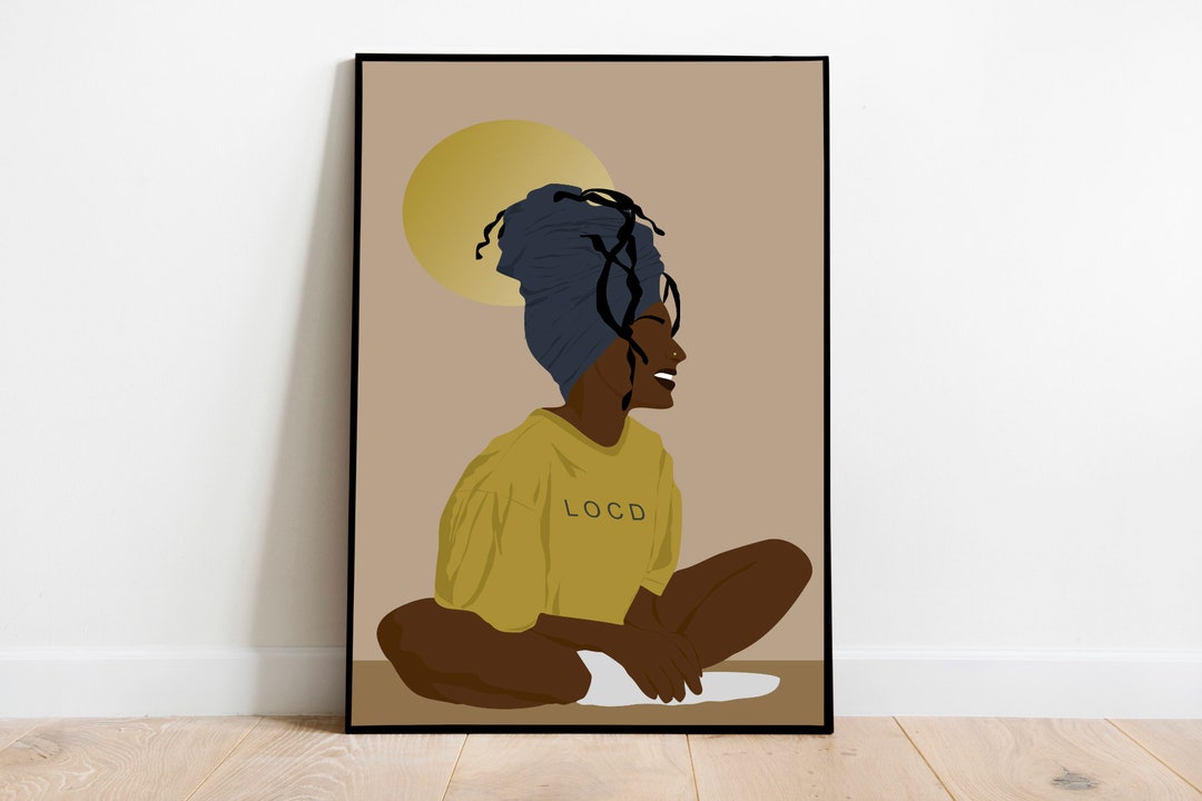 Black Woman With Locs, Black Girl With Locs, Woman With Dreadlocks Art ...