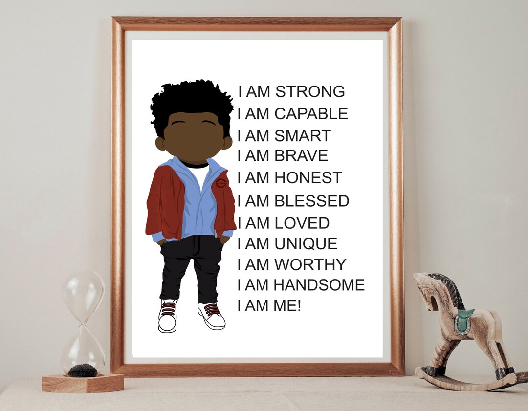 Affirmations Print for Black Boys, Kids Affirmations Print, I Am Print ...