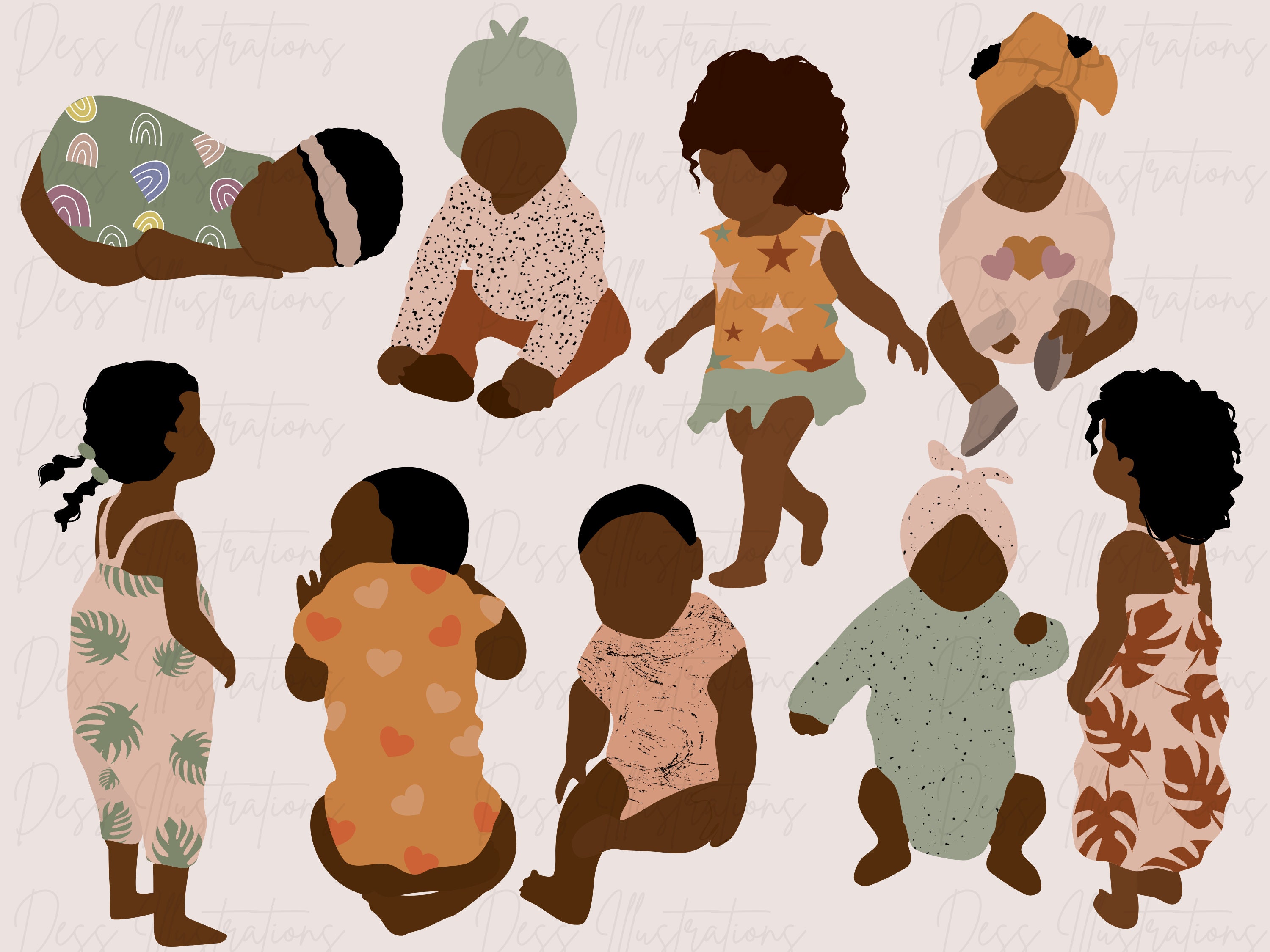Little Kids SVG Clipart, Baby Clipart, African Baby PNG, Abstract ...