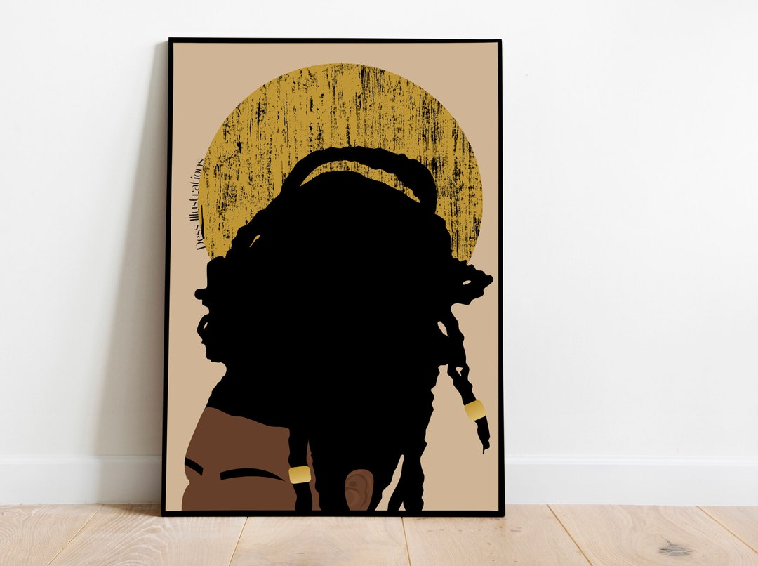 Black Girl With Locs, Black Woman Art, Woman With Dreadlocks, Art Print ...