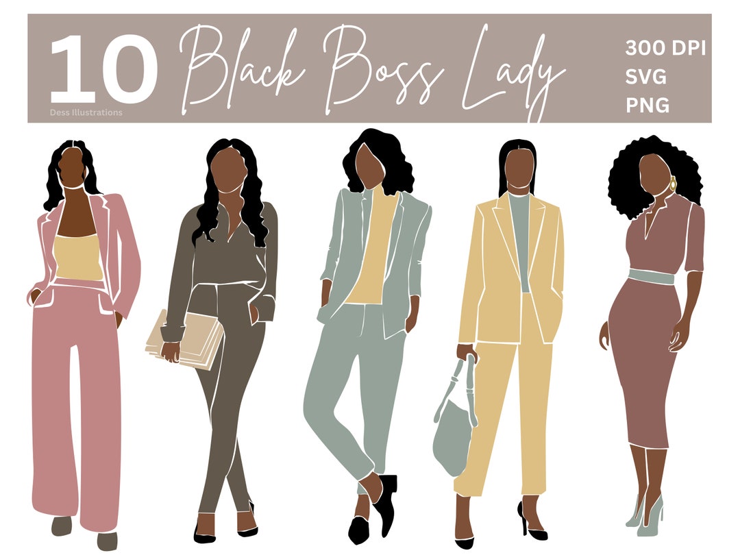 Black Boss Lady Clipart, Abstract Woman Clipart, Lady Boss SVG, African ...