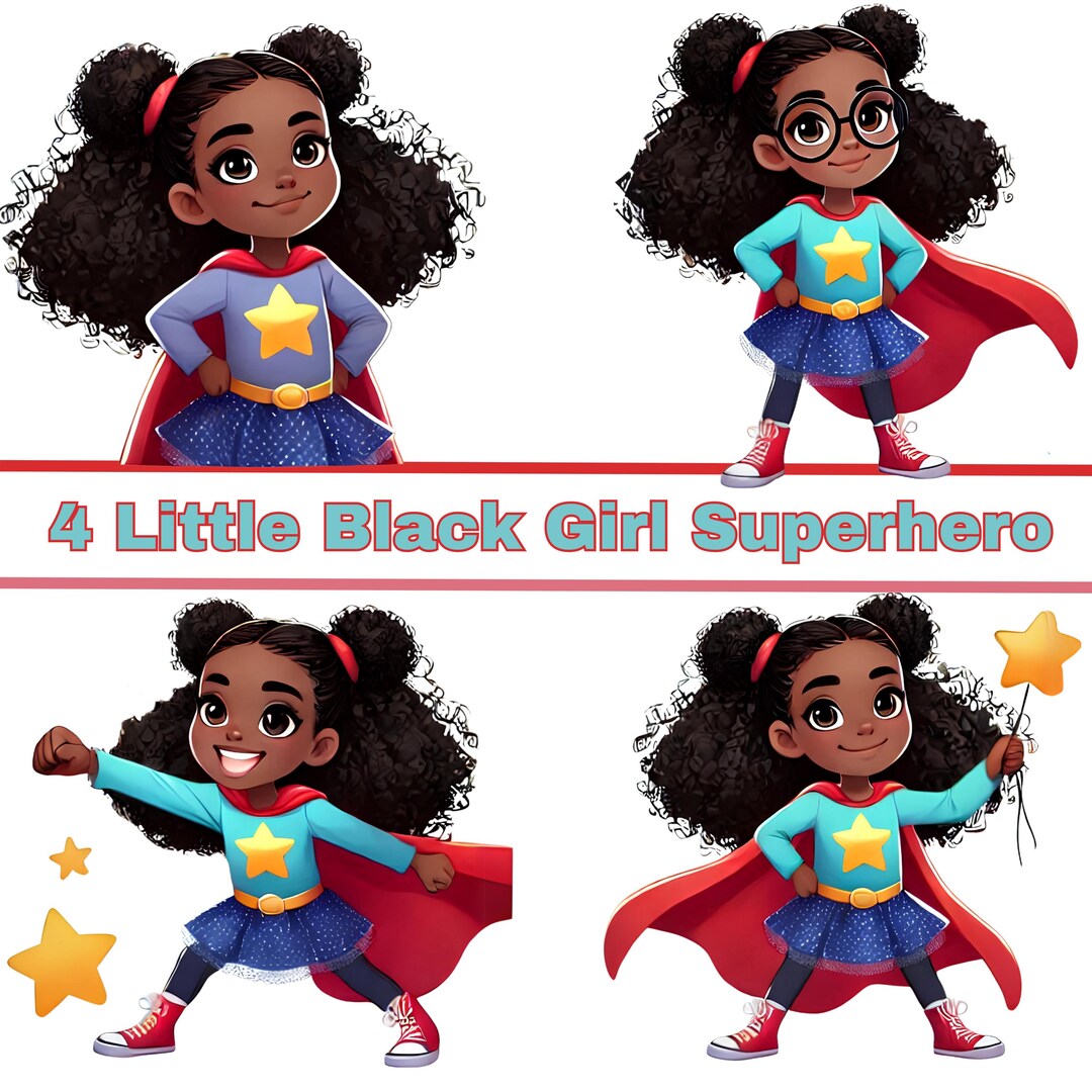 Little Black Girl Superhero Graphic PNG, Digital Download, African ...