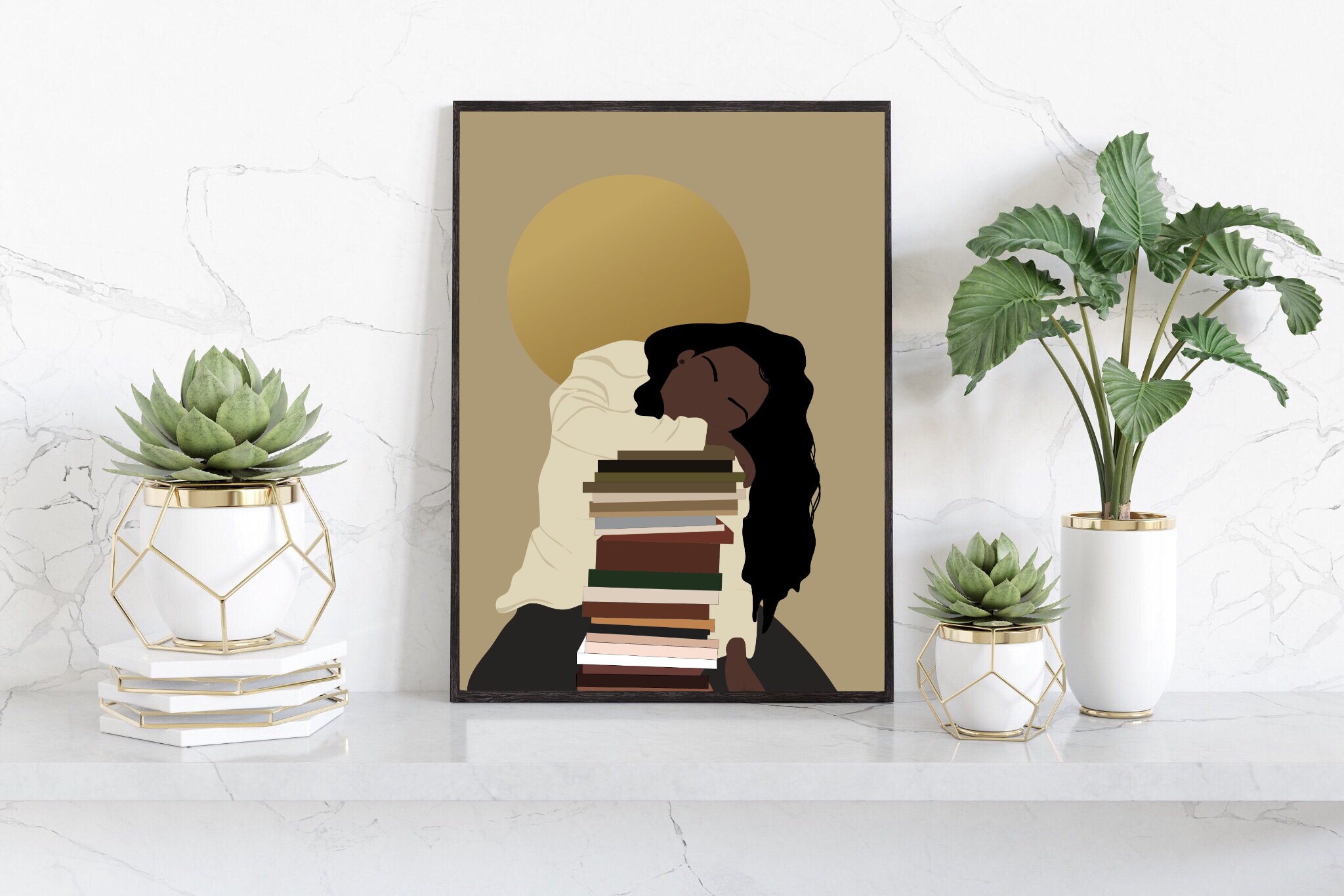 Black Woman Reading Art Printed and Shipped Afro American - Etsy