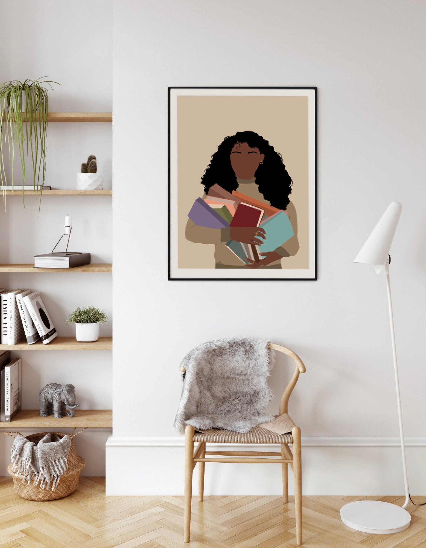Black Woman Reading Art, Digital Download, Afro American Art, Boho ...