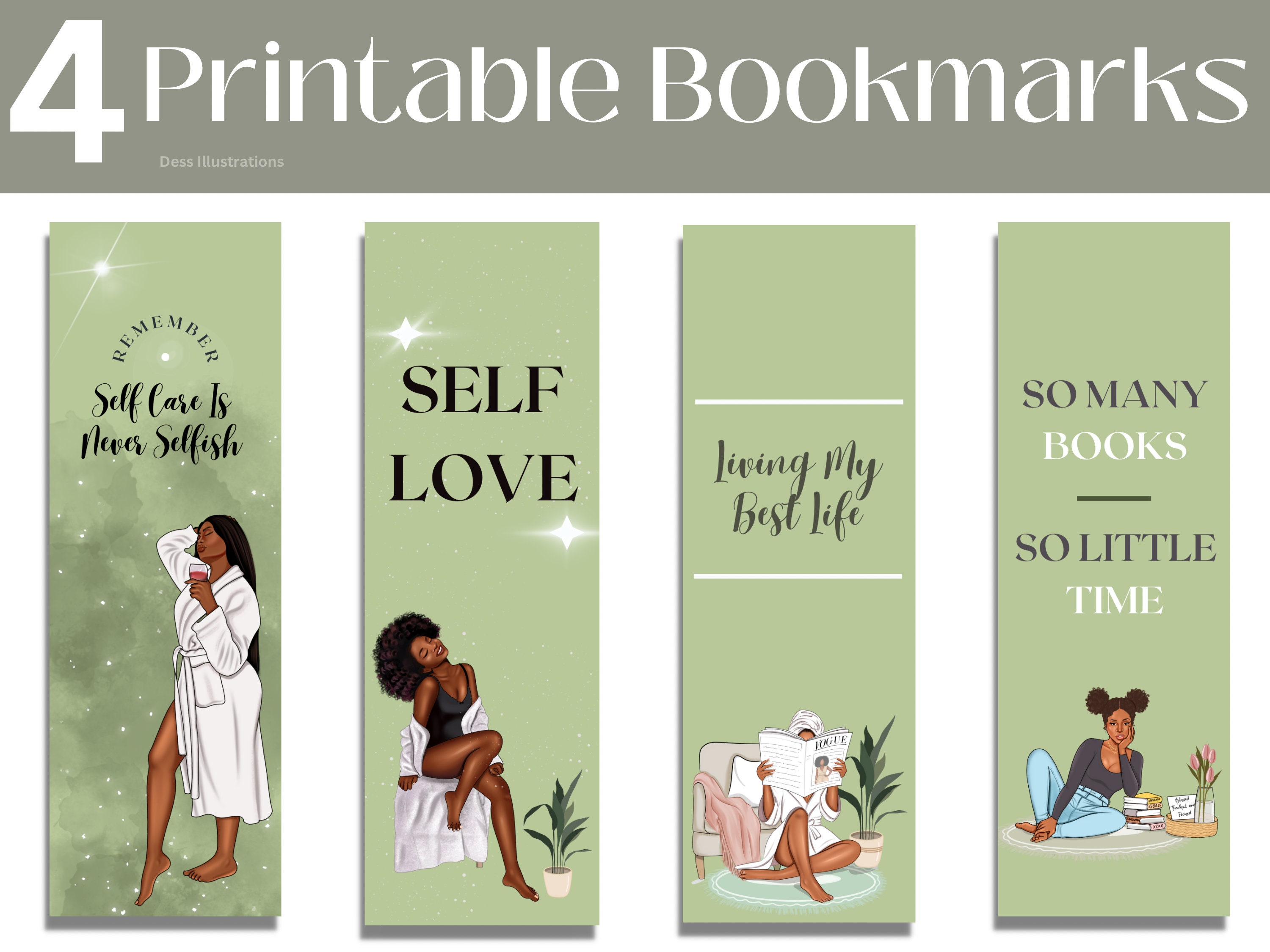 Black Girl Bookmarks Black Women Bookmark Printable Bookmark DIY ...