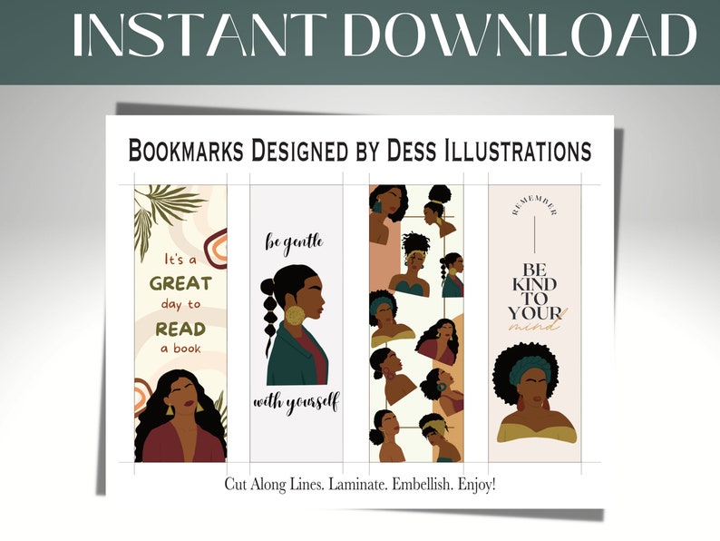 Black Girl Bookmarks Black Women Bookmark Printable - Etsy