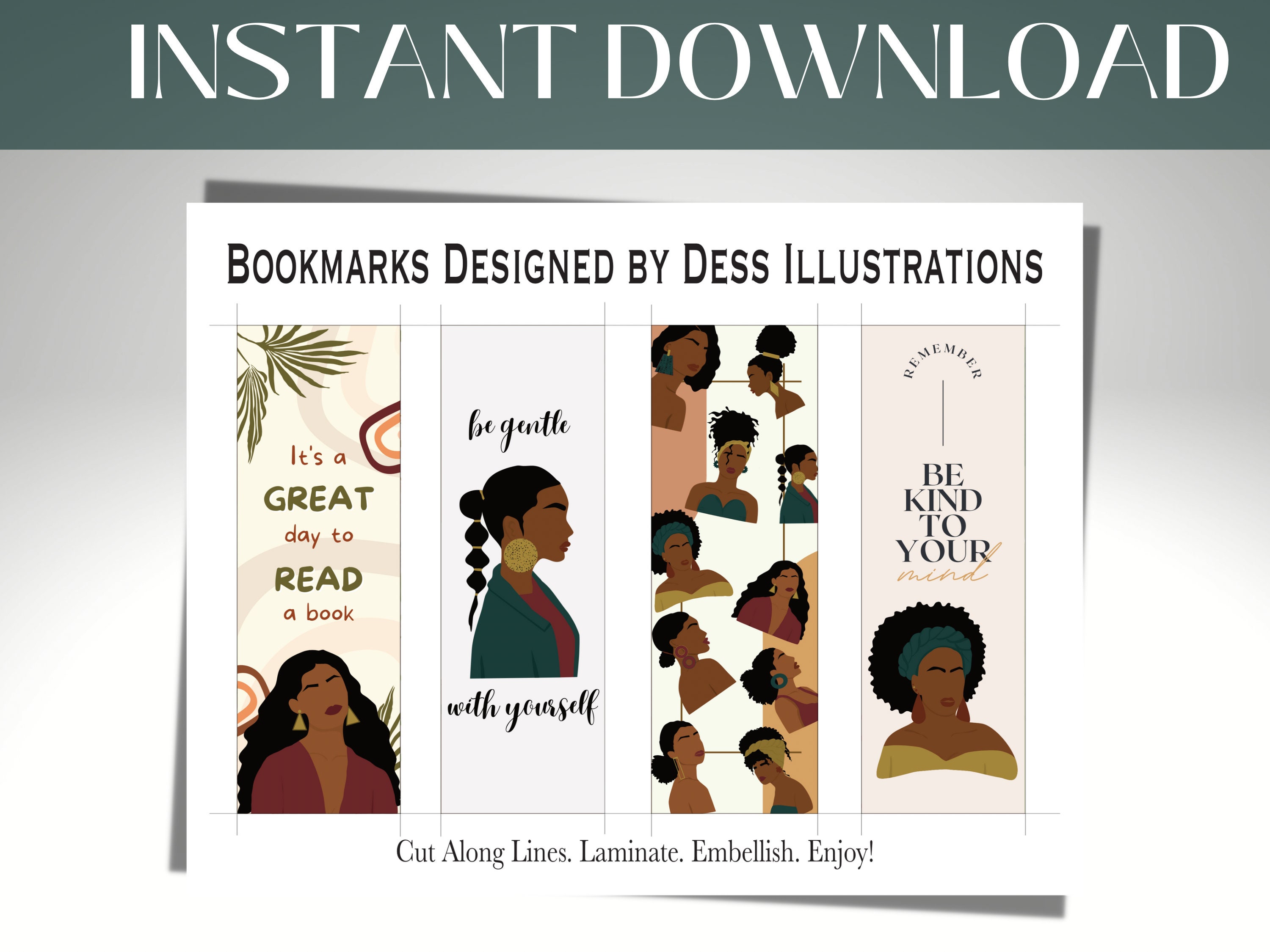 Black Girl Bookmarks | Black Women Bookmark | Printable Bookmark | DIY ...