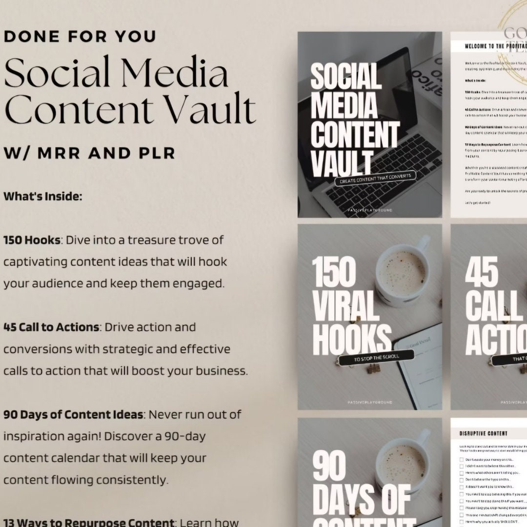 Social Media Content Vault Digital Guide | MRR Digital Products ...