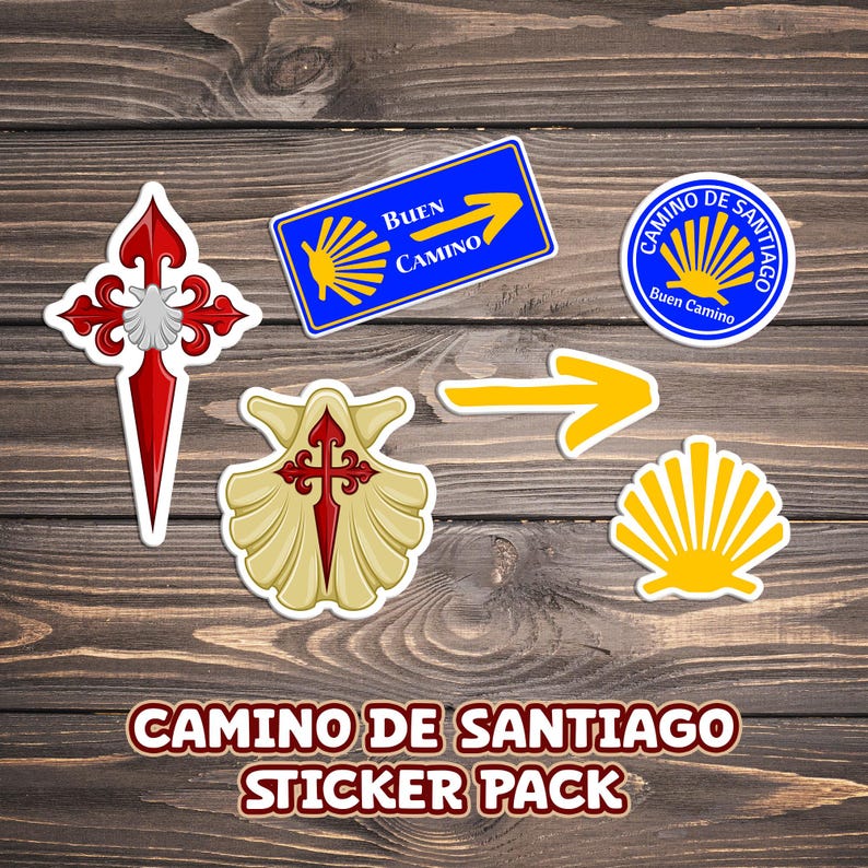 Camino De Santiago Sticker Pack – 6 Waterproof Vinyl Stickers: Yellow ...
