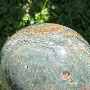 Indian Agate Sphere With Stand, 248g, Fancy Jasper Stone, Green ...