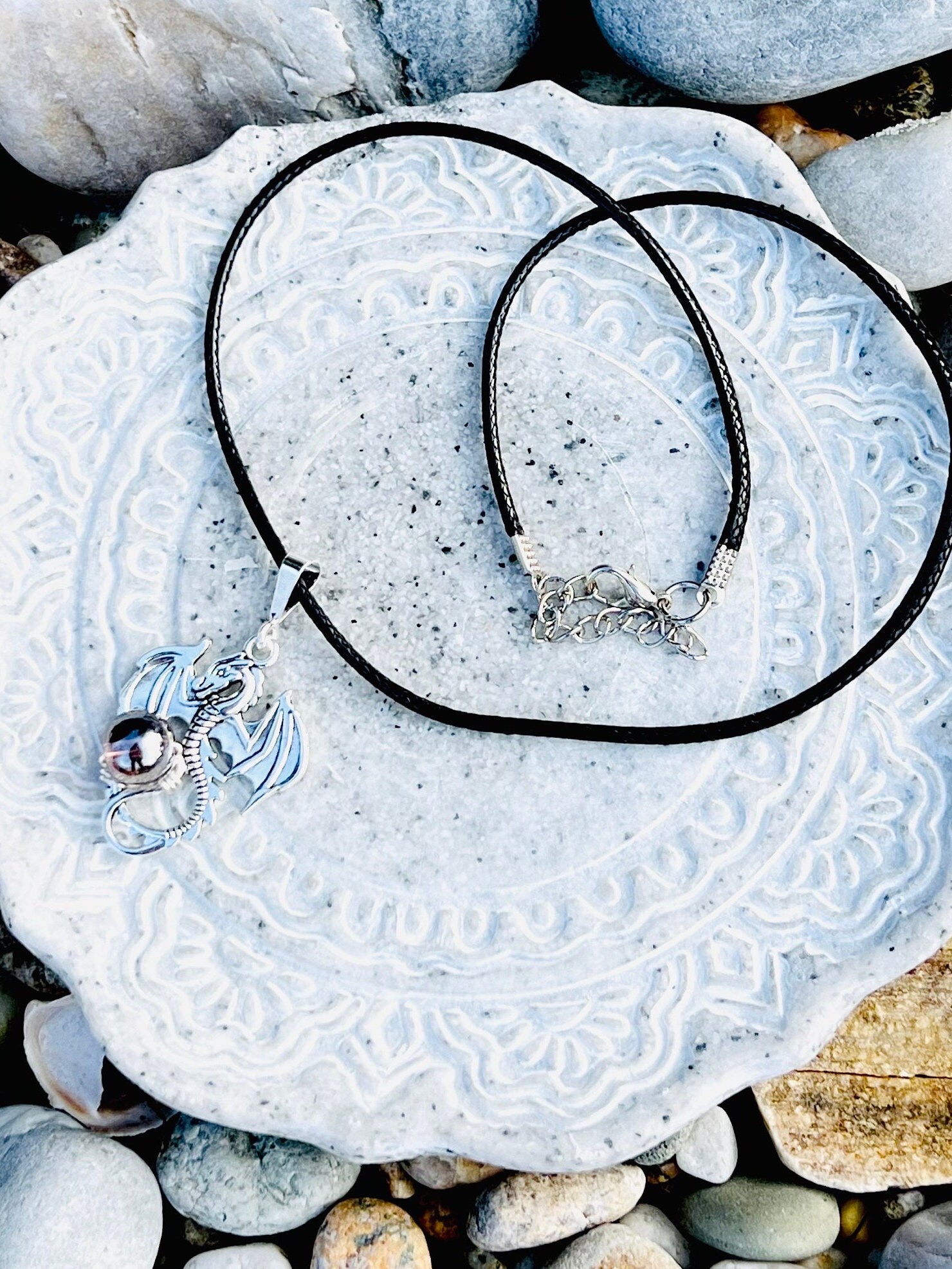 Silver Dragon Pendant, Mythical Creature Jewelry, Guardian Necklace ...