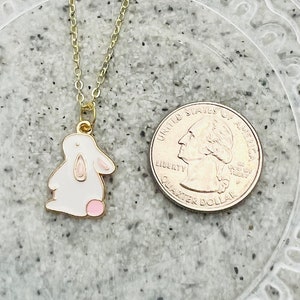 Bunny Necklace, Pink and White Rabbit Pendant, Whimsical Animal ...