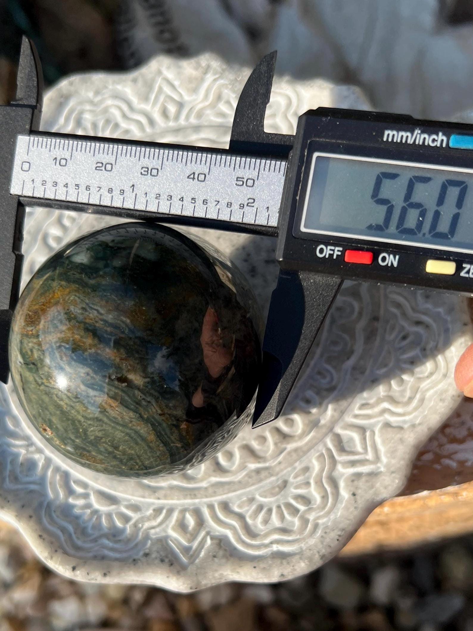 Indian Agate Sphere With Stand, 248g, Fancy Jasper Stone, Green ...