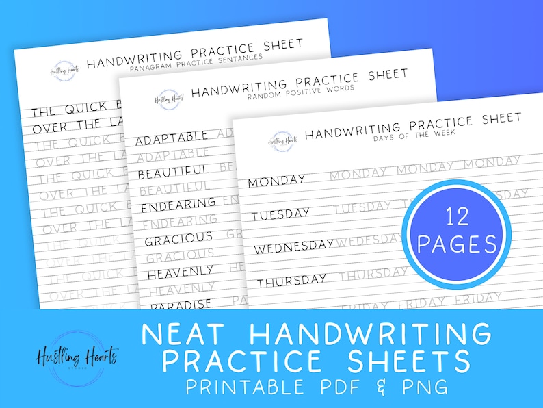 Neat and Small Handwriting Practice Sheets Printable PDF and iPad JPG ...