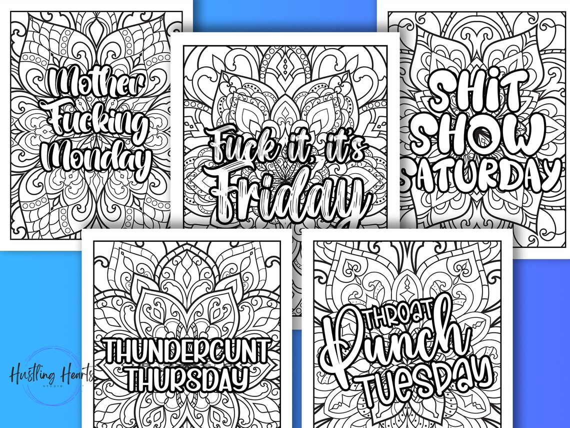 Adult Coloring Pages Weekday Printable Curse Words Swear Word Coloring ...