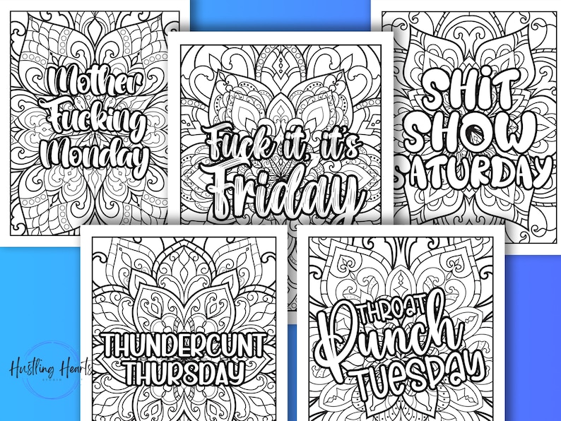Adult Coloring Pages Weekday Printable Curse Words Swear Word Coloring ...
