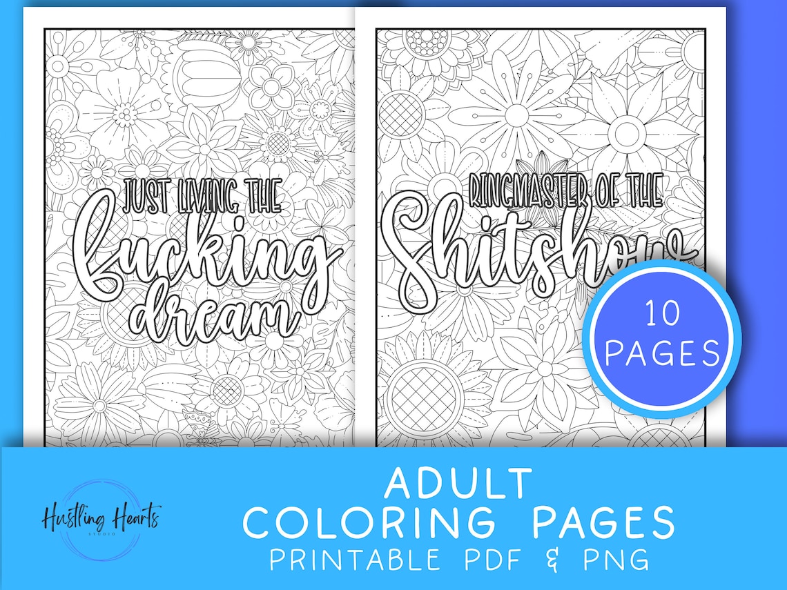 10 Adult Coloring Pages Printable Curse Words Swear Word Coloring ...