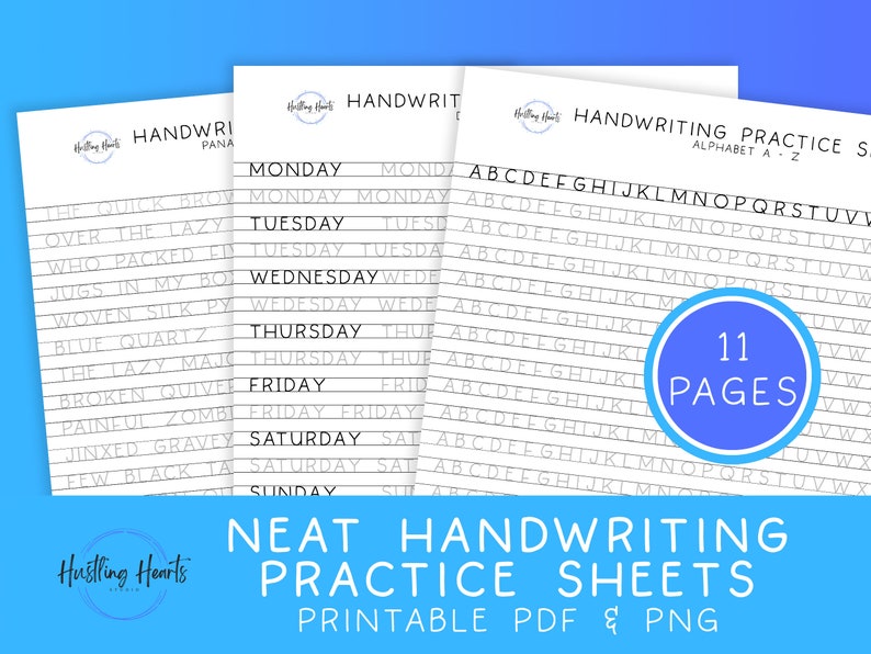 Neat and Small Handwriting Practice Sheets Printable PDF and iPad JPG ...