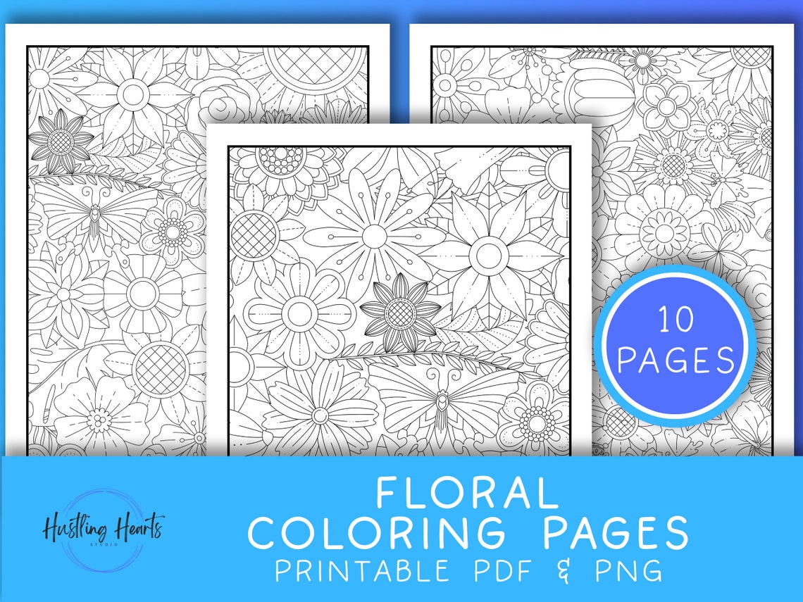 Floral Coloring Pages - 10 Beautiful Floral and Flower Coloring Pages ...