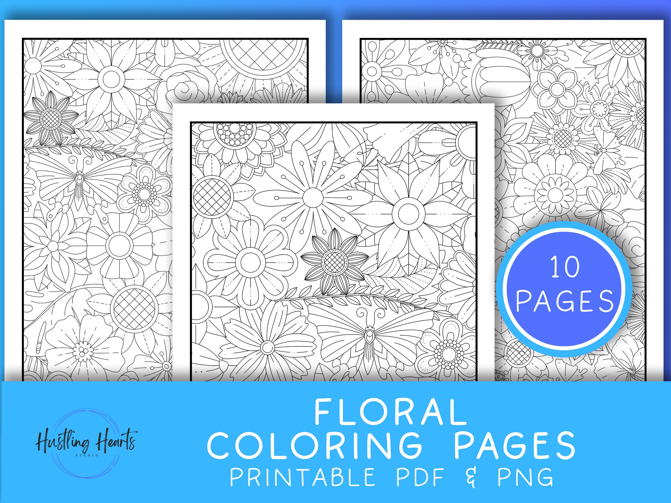 Floral Coloring Pages - 10 Beautiful Floral and Flower Coloring Pages ...