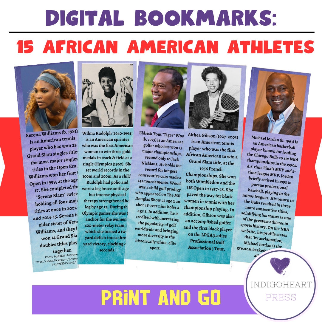 African American Athletes Bookmarks | Sports | Black History Month ...
