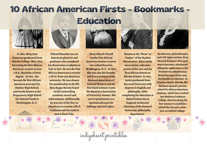 Black American Firsts Bookmarks | Education| Black History Month ...
