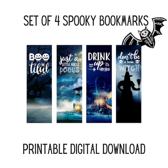 Spooky Halloween Bookmarks Printable Digital Download Set of | Etsy