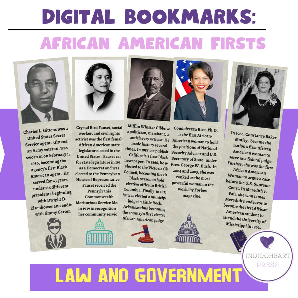 African American Firsts Bookmarks | Law and Government | Black History ...